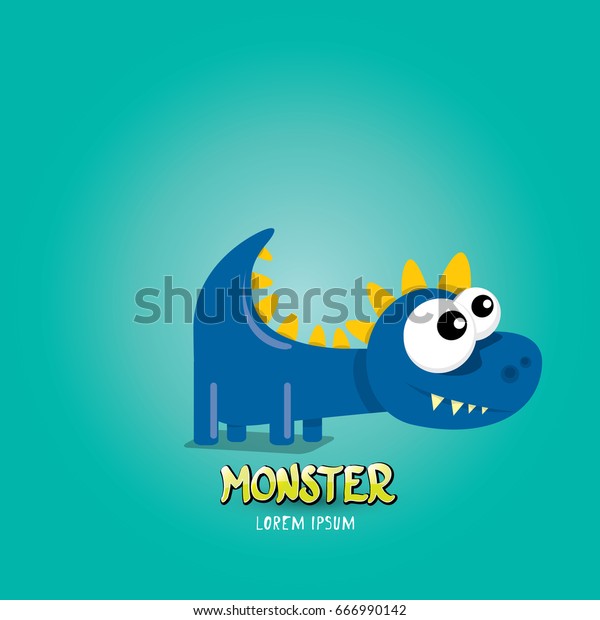 Vector Cartoon Funny Blue Dragon Cartoon 스톡 벡터(로열티 프리) 666990142 ...