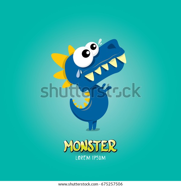 Vector Cartoon Funny Blue Dragon Cartoon Stock Vector (Royalty Free ...