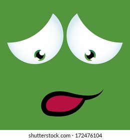 Vector Cartoon Funny Green Expression Face Stock Vector (Royalty Free ...