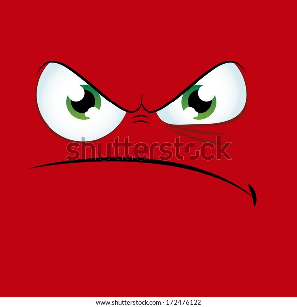 Vector Cartoon Funny Red Expression Face Stock Vector (Royalty Free ...