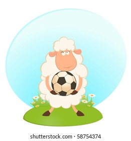 Vector Cartoon Funny Sheep Play Football Stock Vector (Royalty Free ...
