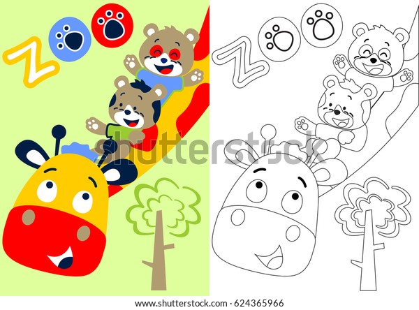 Vector Cartoon Giraffe Two Friends Playing Stock Vector (Royalty Free ...