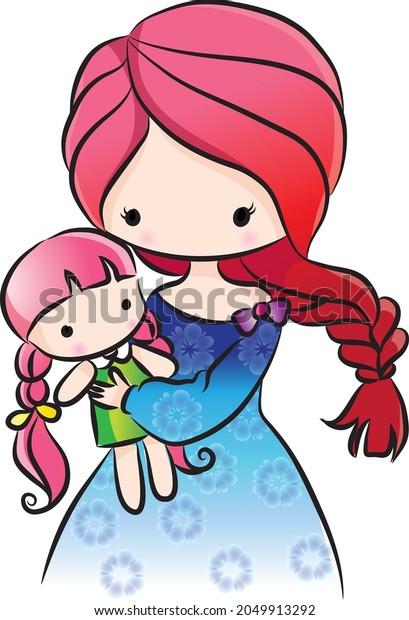 Vector Cartoon Girl Doll Stock Vector (Royalty Free) 2049913292 ...