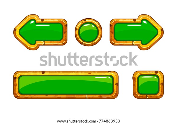 Vector Cartoon Gold Old Green Buttons Stock Vector (Royalty Free ...