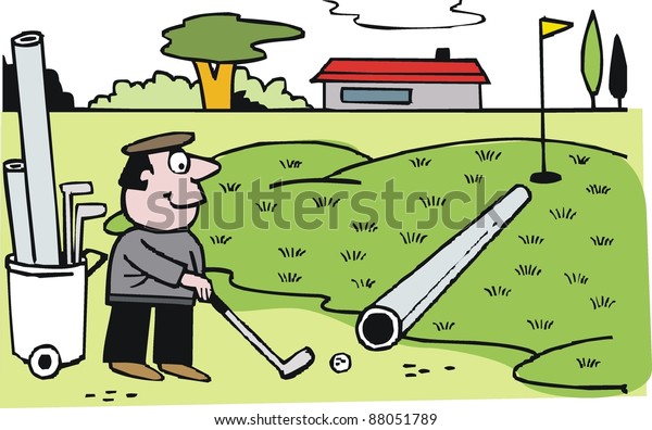 Vector Cartoon Golfer Putting On Green Stock Vector (Royalty Free) 88051789