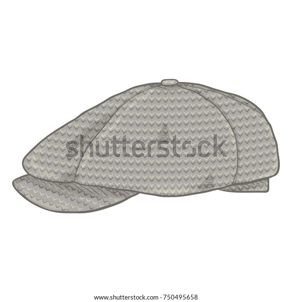 Vector Cartoon Gray Retro Tweed Cap Stock Vector (Royalty Free ...