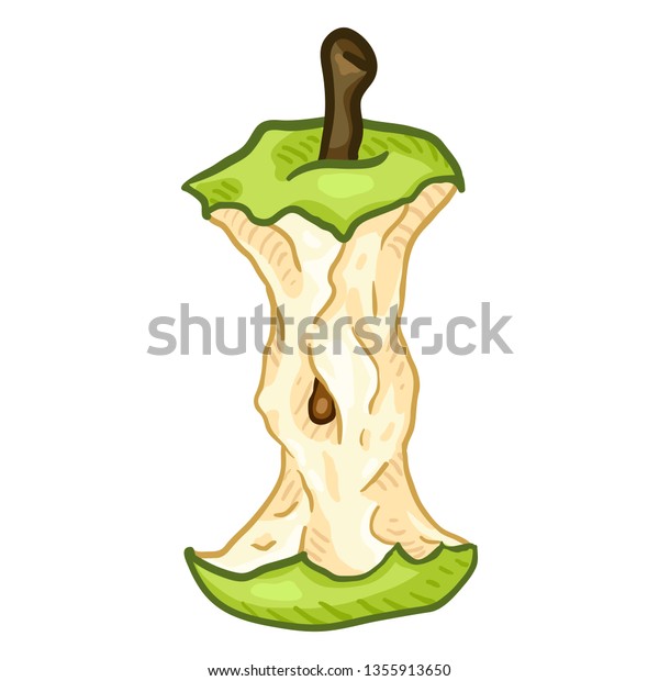 Vector Cartoon Green Apple Core Stock Vector (Royalty Free) 1355913650 ...