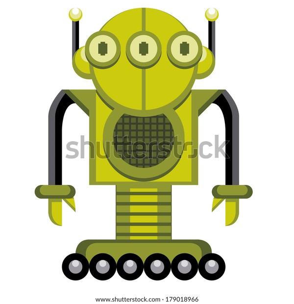 Vector Cartoon Green Robot Isolated On Stock Vector (Royalty Free ...