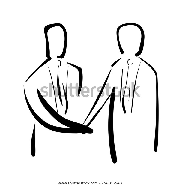 Vector Cartoon Hand Drawing People Shaking Stock Vector (Royalty Free ...