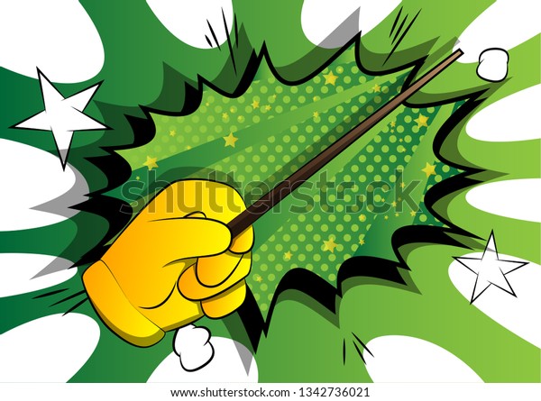Vector Cartoon Hand Magic Stick Illustrated Stock Vector (Royalty Free ...