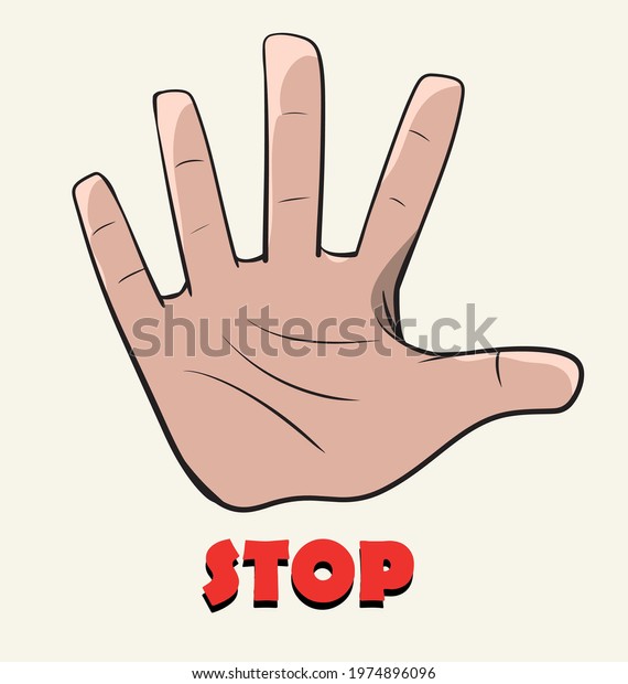 Vector Cartoon Hand Showing Stop Sign: เวกเตอร์สต็อก (ปลอดค่าลิขสิทธิ์ ...