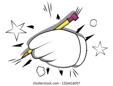 Vector Cartoon Hand Writing Pencil Illustrated Stock Vector (Royalty ...