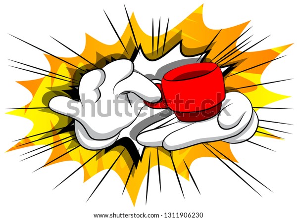 Vector Cartoon Hands Holding Cup Coffee Stock Vector (Royalty Free ...