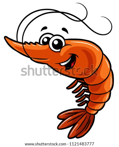 Vector Cartoon Happy Shrimp เวกเตอร์สต็อก (ปลอดค่าลิขสิทธิ์) 1121483777 ...