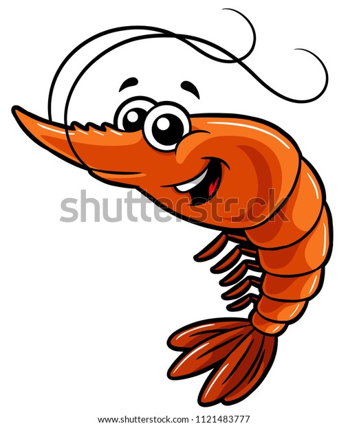 Vector Cartoon Happy Shrimp