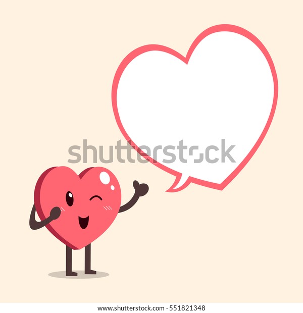 Vector Cartoon Heart Character Speech Bubble Stock Vector (Royalty Free ...