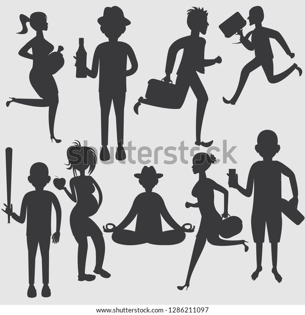 Vector Cartoon Human Silhouettes Stock Vector (Royalty Free) 1286211097 ...