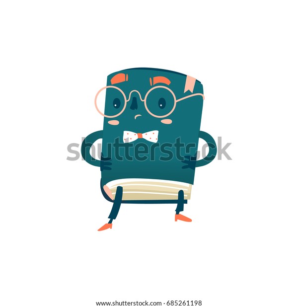 Vector cartoon humanized book with arms and face emotions. Flat ...