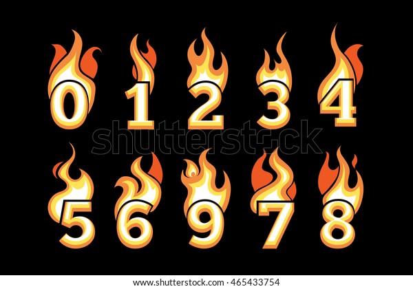 Vector Cartoon Icons Set Flaming Numbers Stock Vector (Royalty Free ...