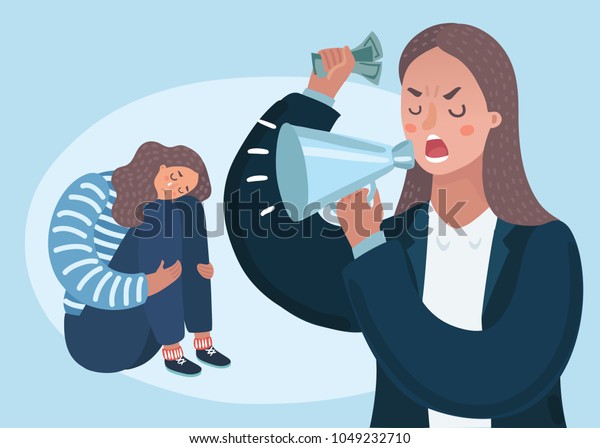 Vector Cartoon Illustation Angry Upset Mother Stock Vector (Royalty ...