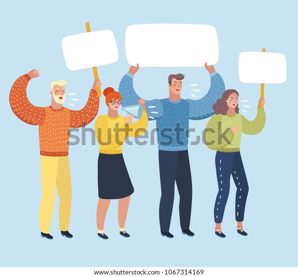 Vector Cartoon Illustation People On Strike Stock Vector (Royalty Free ...