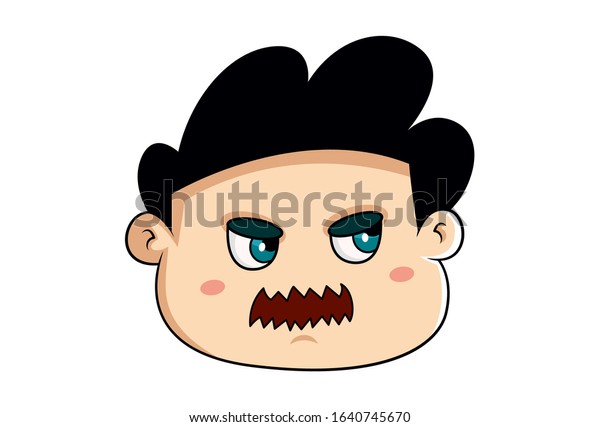 Vector Cartoon Illustration Angry Boy Isolated: เวกเตอร์สต็อก (ปลอดค่า ...