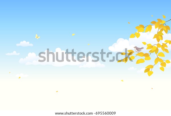 Vector Cartoon Illustration Autumn Sky Background Stock Vector (Royalty ...