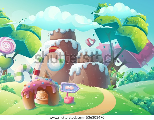 Vector Cartoon Illustration Background Sweet Cake Stock Vector (Royalty ...