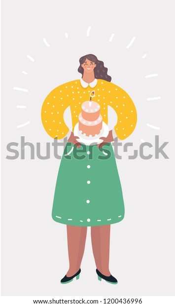 Vector Cartoon Illustration Baker Holding Cakes Stock Vector (Royalty ...