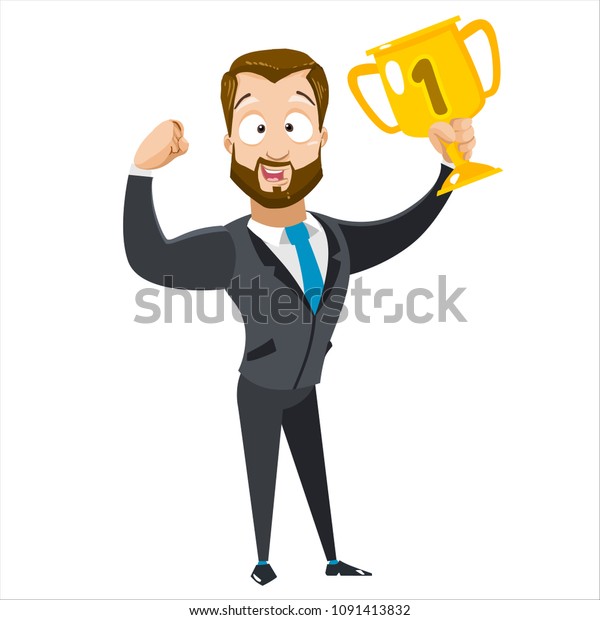 Vector Cartoon Illustration Bearded Strong Business Stock Vector ...