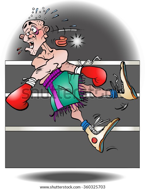 Vector Cartoon Illustration Boxer Knocked Out Stock Vector (Royalty ...