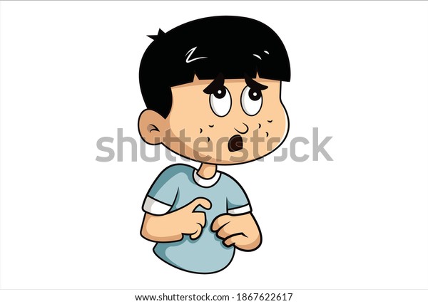 Vector Cartoon Illustration Boy Confused Isolated Stock Vector (Royalty ...
