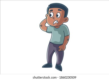 Vector Cartoon Illustration Boy Doubt Isolated Stock Vector (Royalty ...