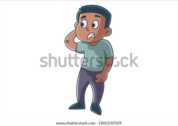 Vector Cartoon Illustration Boy Doubt Isolated Stock Vector (Royalty ...