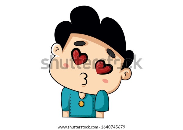 Vector Cartoon Illustration Boy Feeling Love: เวกเตอร์สต็อก (ปลอดค่า ...