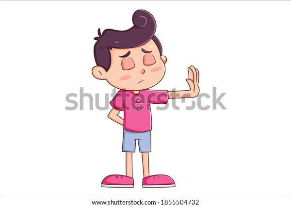 Vector Cartoon Illustration Boy Giving Stop Stock Vector (Royalty Free ...