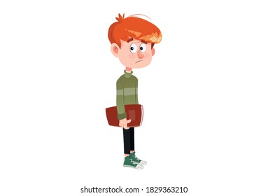 Vector Cartoon Illustration Boy Holding File: เวกเตอร์สต็อก (ปลอดค่า ...