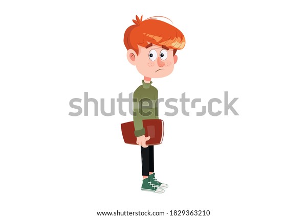 Vector Cartoon Illustration Boy Holding File Stock Vector (Royalty Free ...