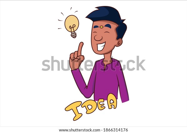 Vector Cartoon Illustration Boy Idea Lettering: เวกเตอร์สต็อก (ปลอดค่า ...