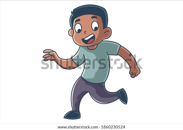 Vector Cartoon Illustration Boy Running Isolated Stock Vector (Royalty ...