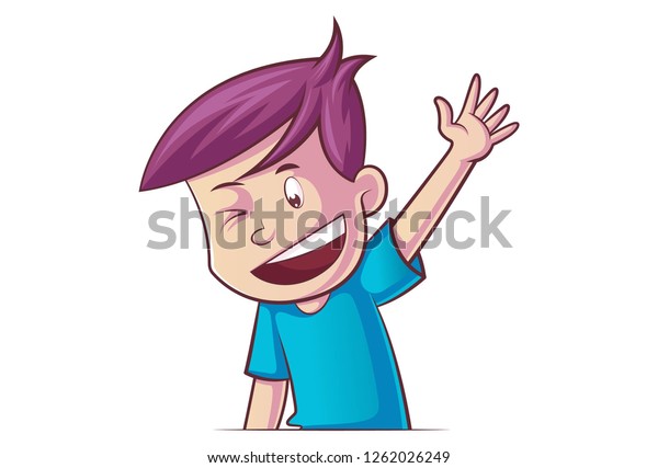 Vector Cartoon Illustration Boy Saying Hi Stock Vector (Royalty Free ...