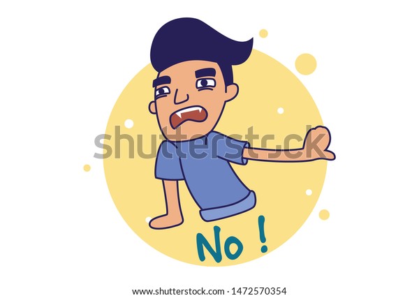 Vector Cartoon Illustration Boy Saying No Stock Vector (Royalty Free ...