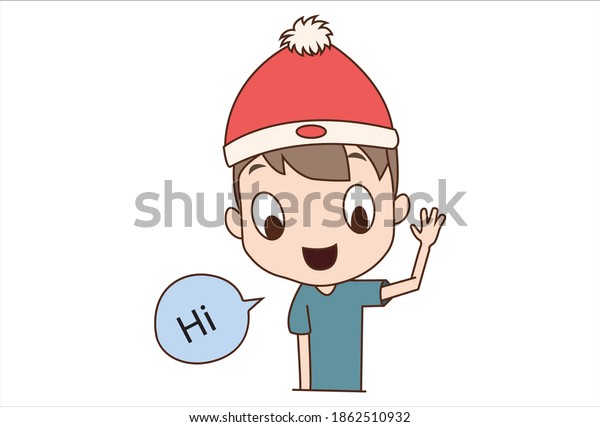 Vector Cartoon Illustration Boy Saying Hi Stock Vector (Royalty Free ...