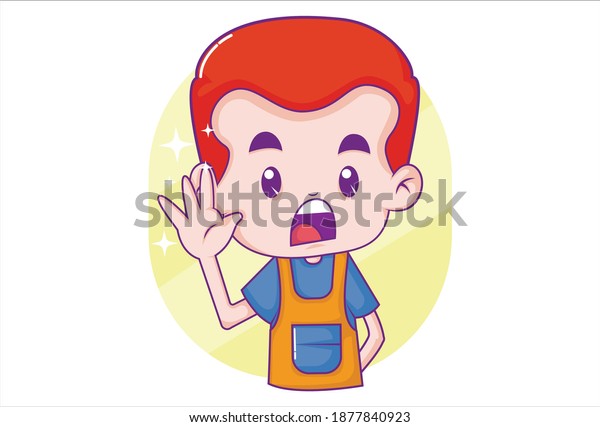 Vector Cartoon Illustration Boy Saying Hi Stock Vector (Royalty Free ...