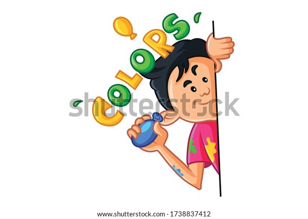 Vector Cartoon Illustration Boy Secretly Throwing Stock Vector (Royalty ...