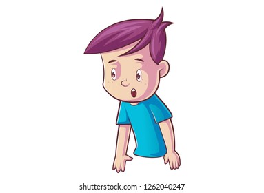 Vector Cartoon Illustration Boy Shocking Expression Stock Vector ...