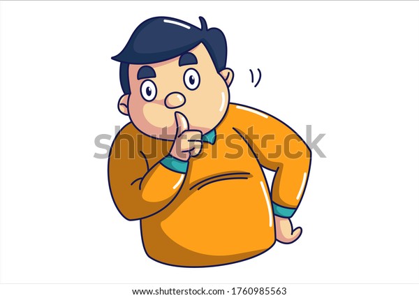 Vector Cartoon Illustration Boy Silence Gesture Stock Vector (Royalty ...