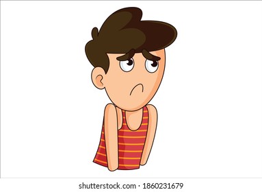 Vector Cartoon Illustration Boy Upset Isolated Stock Vector (Royalty ...