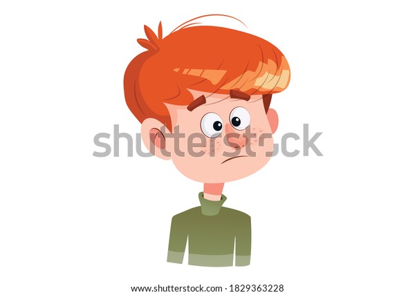 Vector Cartoon Illustration Boy Upset Isolated Stock Vector (Royalty ...