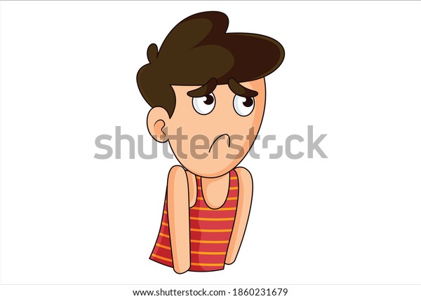 Vector Cartoon Illustration Boy Upset Isolated Stock Vector (Royalty ...
